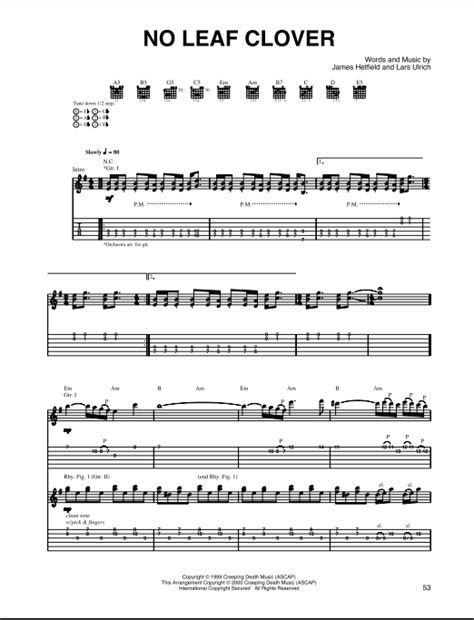 No Leaf Clover Guitar Tab Zzounds