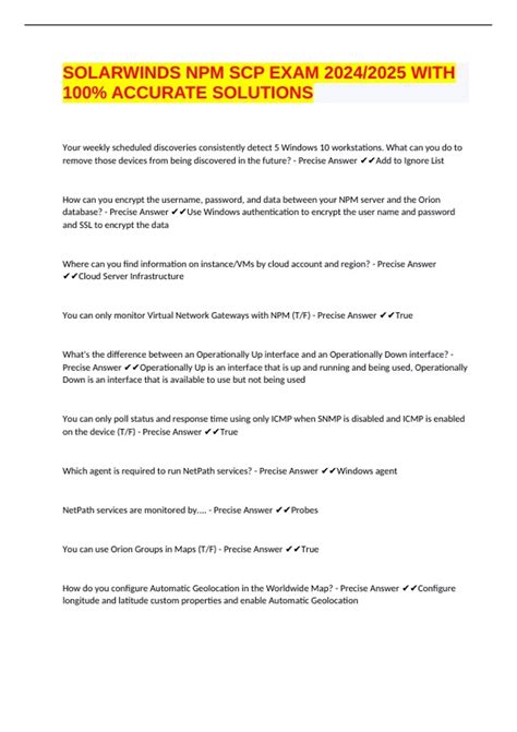 Solarwinds Npm Scp Exam 2024 2025 With 100 Accurate Solutions Solarwinds Npm Scp Stuvia Us