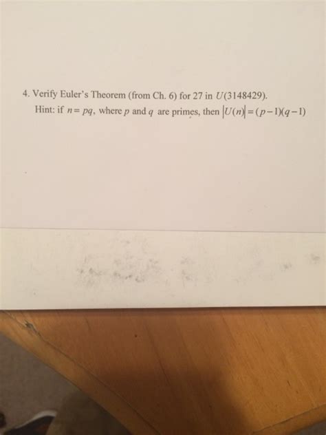 Verify Euler S Theorem From Ch 6 For 27 In Chegg Com