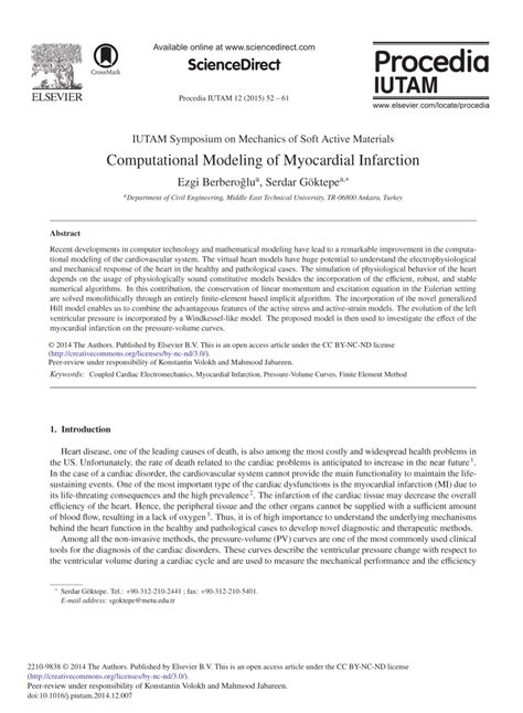 Pdf Computational Modeling Of Myocardial Infarction