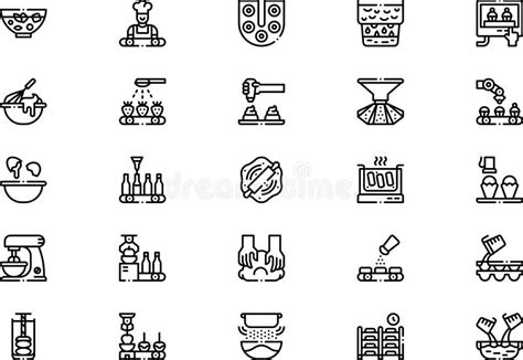 Food Processing Icons Collection Is A Vector Illustration With Editable