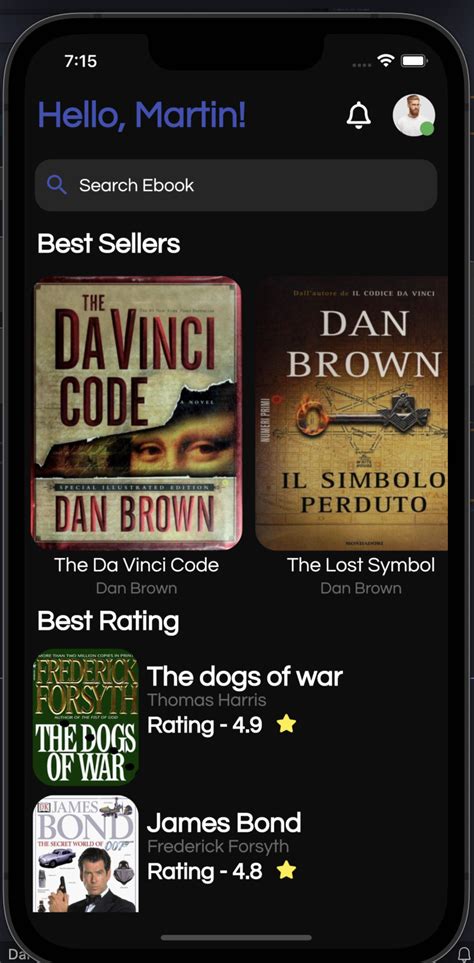 Flutter Ebook App UI With Support For Dark Mode