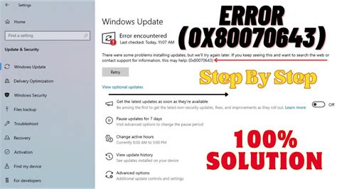 How To Fix Windows Update Error 0x80070643 In Windows 10/11. - YouTube
