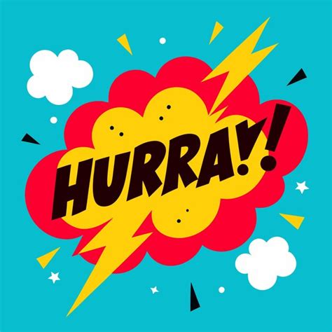 Hurray Comicstyle Celebration Design Premium Ai Generated Vector