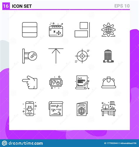 mobile interface outline set of 16 pictograms of board web align