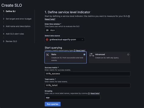 Create Slos In Grafana Cloud Using Frontend Observability Signals Grafana Cloud Documentation