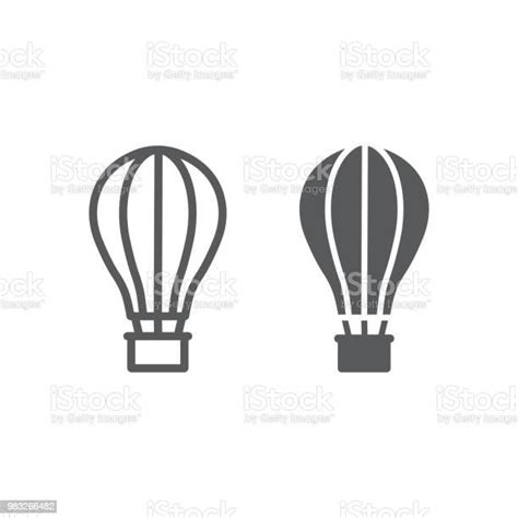 뜨거운 공기 Ballon 선 및 문자 모양 아이콘 여행 및 관광 비행선 기호 벡터 그래픽 흰색 배경 Eps 10에 선형 패턴 구름에 대한 스톡 벡터 아트 및 기타 이미지