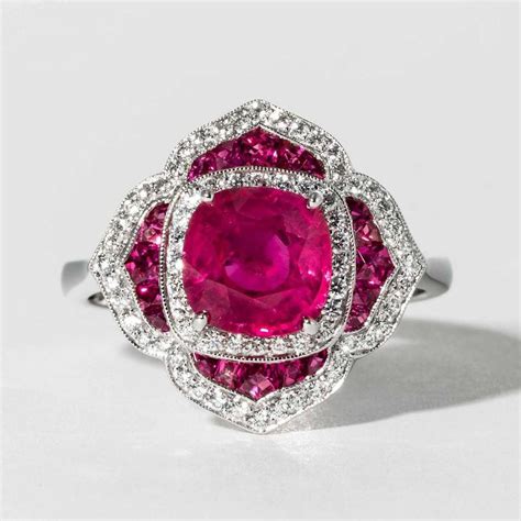 3ct Cushion Cut Ruby Rose Engagement Ring Sayabling