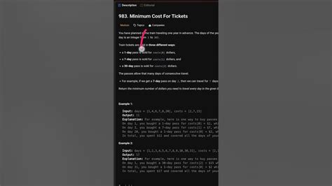 🎯leetcode Dp Question Minimum Cost For Tickets 💻dsa Java Code