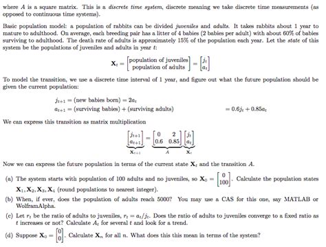 Solved Basic Population Model A Population Of Rabbits Can Chegg Com