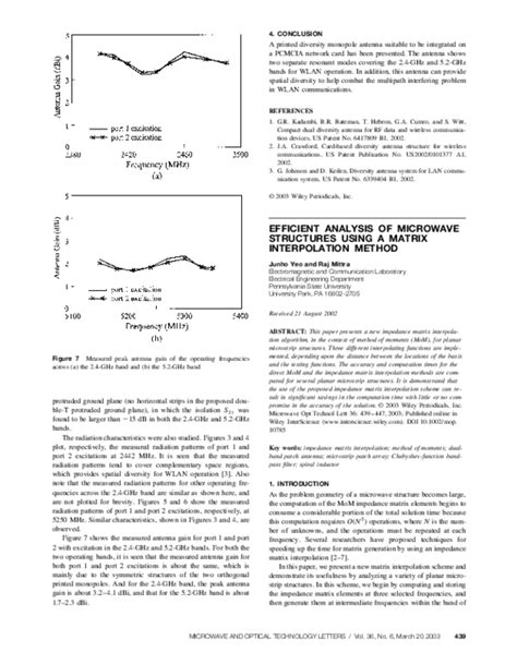 pdf efficient analysis of microwave structures using a matrix