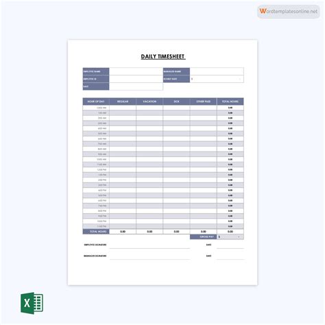 40 Free Time Log Templates Hourly Daily Word Excel