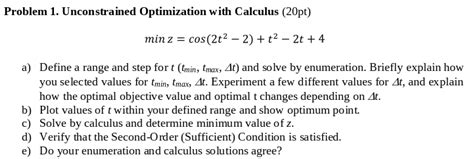 Solved Problem 1 Unconstrained Optimization With Calculus