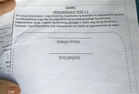 GMRC PERFORMANCE TASK Sa Isang Bond Paper StudyX GMRC PERFORMANCE TASK Sa Isang Bond Paper StudyX