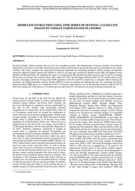 Pdf Shoreline Extraction Using Time Series Of Sentinel 2 Satellite