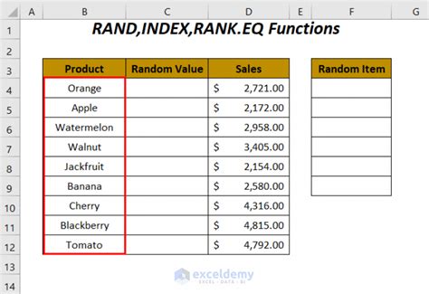 Random Selection From List With No Duplicates In Excel 5 Cases