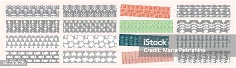 와시 테이프 립 단색 스칸디나비아 패턴 플랫 벡터 일러스트레이션 스크랩북 콜라주를위한 스카치 또는 셀로 테이프 흰색 절연 스티커 질감 디자인 요소를 제작합니다 종이 찢어진