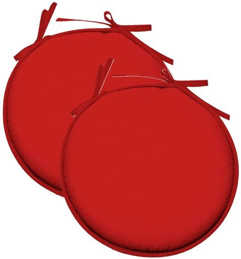 Stof Textile Home Stoelkussens 2x Rood D40 X H3 Cm Voor Binnen