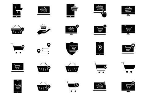 Illustration Of Set Icon Related To Online Shop Glyph Icon Style Simple Vector Design Editable