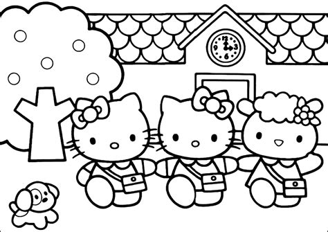 Hello Kitty En La Escuela Con Sus Amigos Páginas De Hello Kitty Para