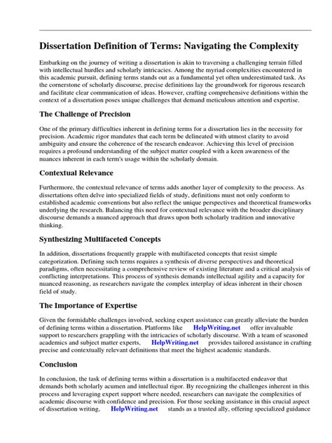 Dissertation Definition Of Terms Pdf Thesis Essays