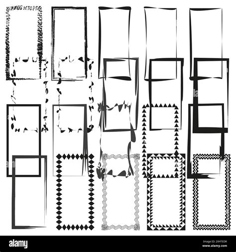 Abstract Frames Collection Various Decorative Borders Artistic Vector Set Black And White