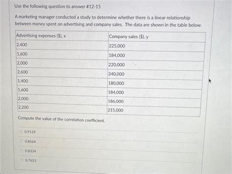 Solved Use the following question to answer \#12-15 A | Chegg.com