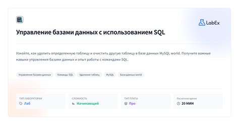 Управление базами данных Основы Sql Удаление таблиц Labex