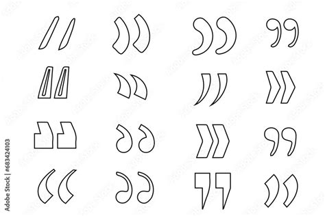 Quote Mark Vector Set Quotemarks Outline Speech Marks Inverted