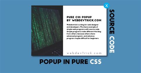 Popup In Pure Css And Html Get Example With Source Code