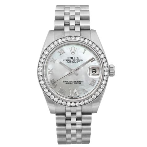 Rolex Datejust 31mm Steel Mop Diamond Roman Dial Ladies Automatic Watch