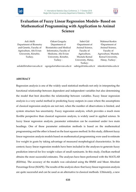 Pdf Evaluation Of Fuzzy Linear Regression Models Based On