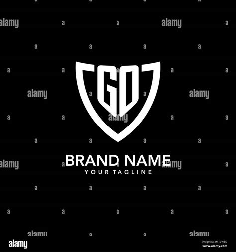 Go Monogram Initial Logo With Clean Modern Shield Icon Design