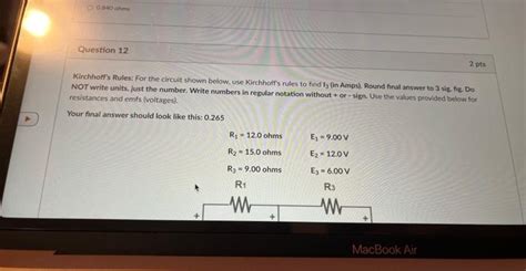 solved kirchhoff s rules for the circuit shown below use