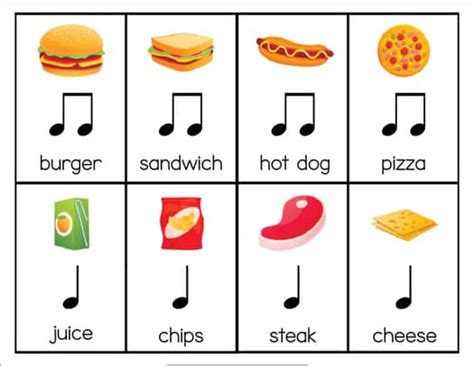 Free Food Rhythm Cards Quarters And Eighths By Eagerly Elementary Music