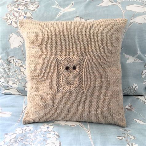 Knitting Pattern Solitary Owl Cushion Cover Owl Pillow Cover Knit