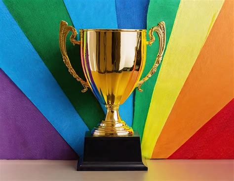 Premium Ai Image Gold Trophy With Background Flag Lgbt