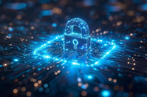 Digital Padlock Cyber Security Lockout From Computer Cloud Safety Concept Protection Of