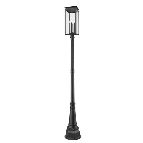 Nova 4 Light Black Aluminum Hardwired Weather Resistant Outdoor Post