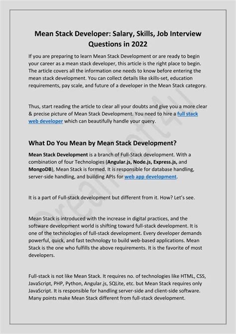 Ppt Mean Stack Developer Salary Skills Job Interview Questions Powerpoint Presentation Id