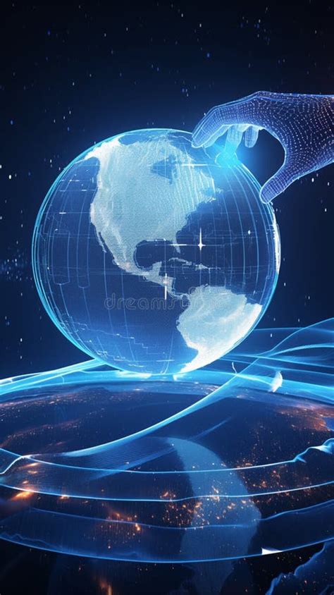Hand Coding Digital Planet In Cyberspace 3d Virtual Stock Illustration