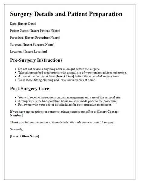 Letter Template For Surgery Procedure Explanation Free Samples In Pdf
