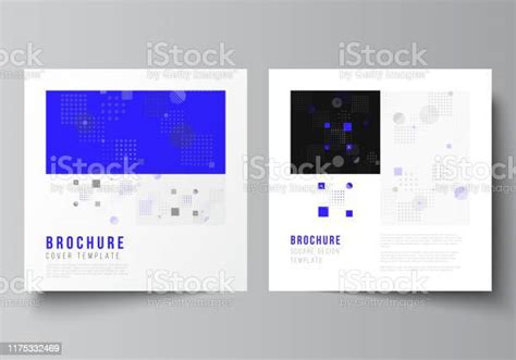 두 개의 정사각형 형식의 편집 가능한 레이아웃의 최소 벡터 그림은 브로셔 전단지 잡지에 대한 디자인 템플릿을 다룹니다 유체