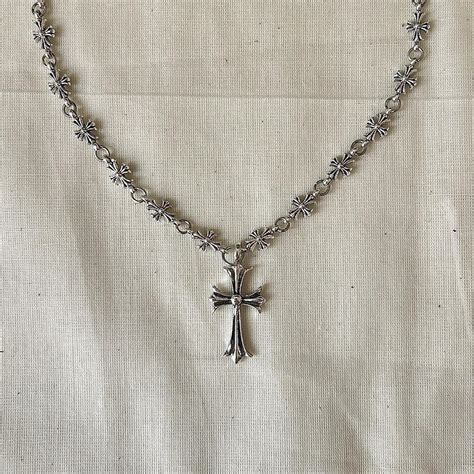 Y2k Grunge Silver Cross Pendant Necklace These Depop