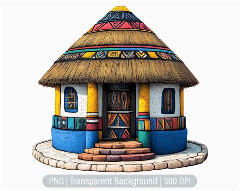 Ndebele Hut Clipart South African Png Rainbow Nation Junk Journals