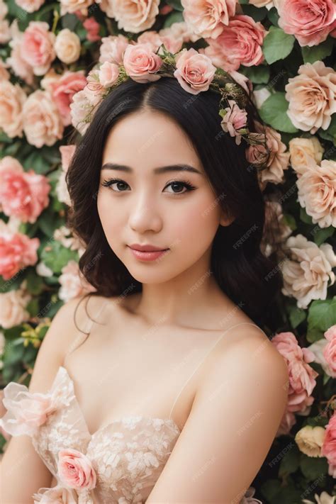 Premium Photo Portrait Of Women With Flowers