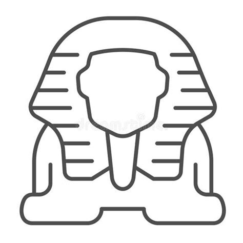 Swinx Statue Thin Line Icon Egyptian History Concept Vector Graphics