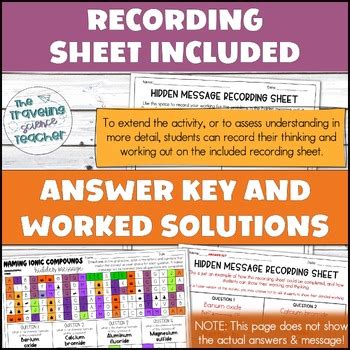 Naming Binary Ionic Compounds Worksheet Activity Halloween Science
