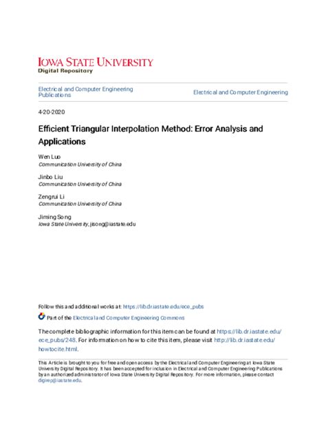 Pdf Efficient Triangular Interpolation Methods Error Analysis And