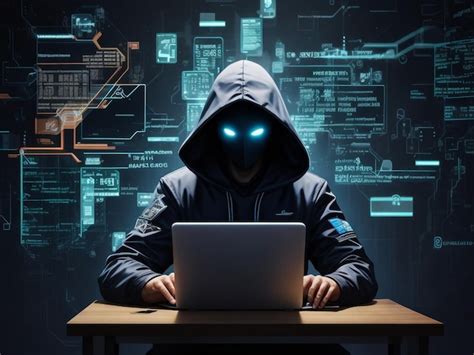 Premium Ai Image Hacking And Attack Concept Hacker Using Abstract Laptop With Binary Code